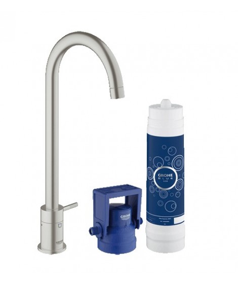 Zawór sztorcowy. zestaw startowy, grohe blue® mono pure. supersteel (id: 31301dc1) - Wodtech