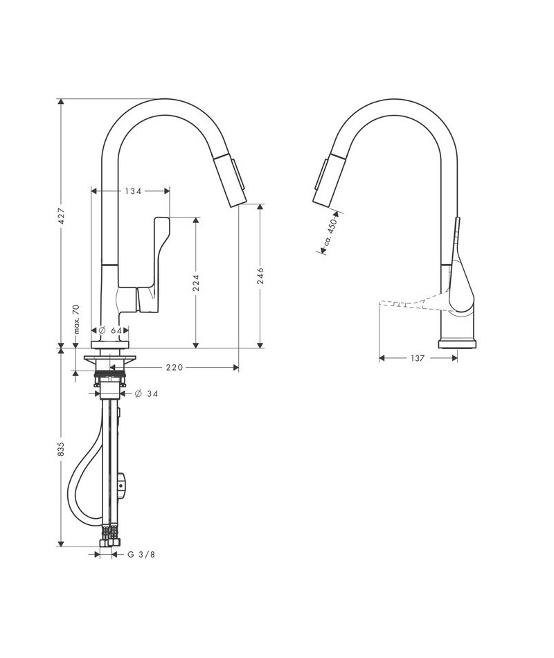 Bateria kuchenna axor citterio jednouchwytowa dn15 chrom (id: 39835000 ...