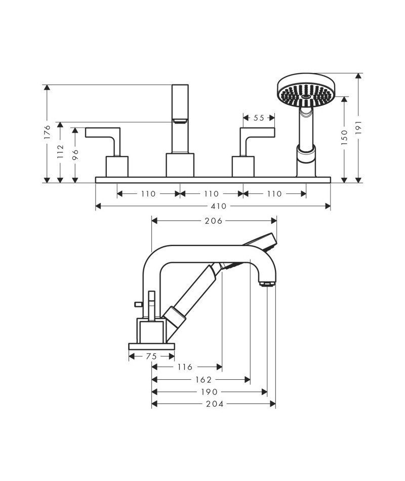 Element zewnętrzny axor citterio do baterii 4-otworowej chrom (id ...