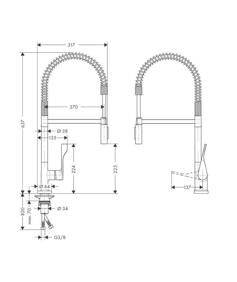 Bateria kuchenna axor citterio jednouchwytowa semi-pro dn15 chrom (id ...