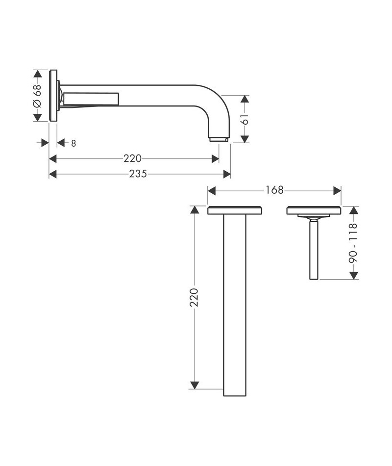 Bateria umywalkowa axor citterio jednouchwytowa z rozetami i długą ...