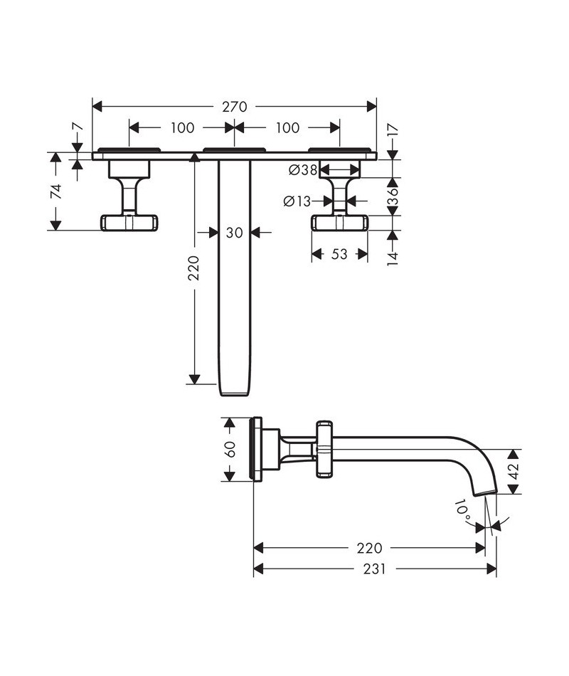 Bateria umywalkowa axor citterio e 3-otworowa dn15 chrom (id: 36115000 ...