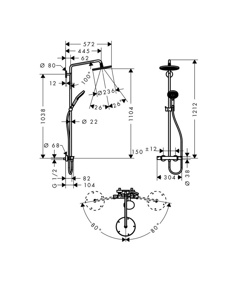 Komplet prysznicowy hansgrohe raindance select s 240 1jet dn15 chrom ...