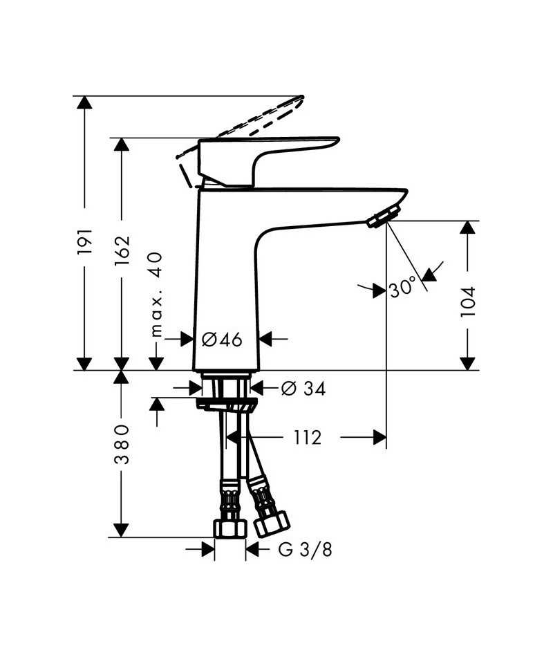 Bateria umywalkowa hansgrohe talis e jednouchwytowa 110 dn15 chrom (id ...