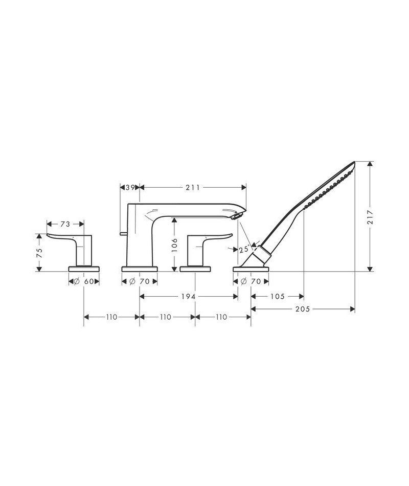 Element zewnętrzny hansgrohe metris do baterii 4-otworowej chrom (id ...